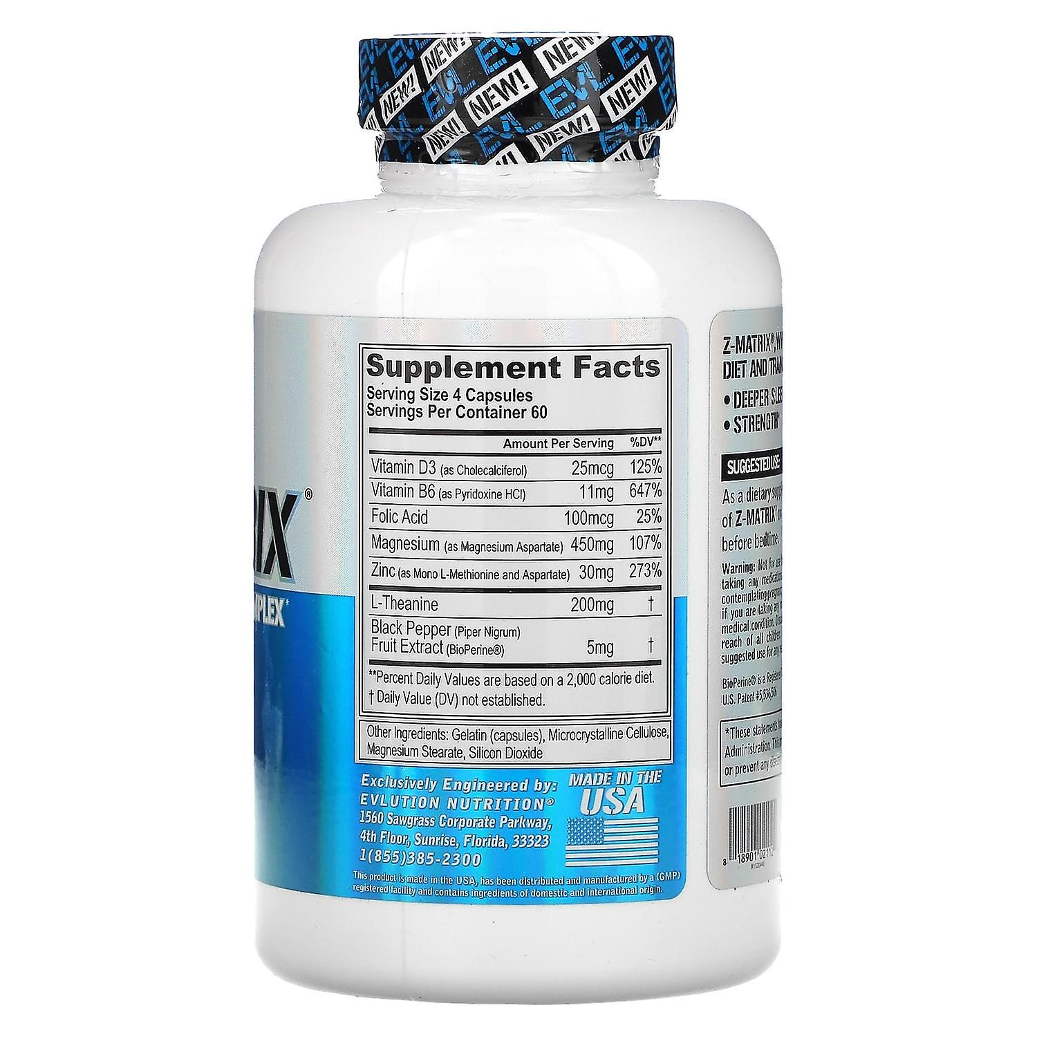 EVLution Nutrition, Z-Matrix, Recovery & Sleep Complex, 240 Capsules ...