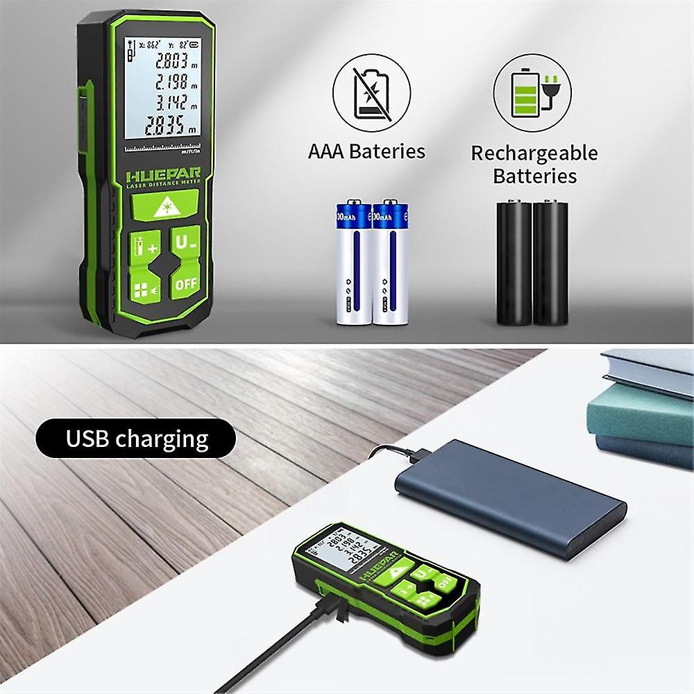 Digital Green Laser Distance Meter 60m Laser Tape Measure Rangefinder With Lcd Angle Sensor ...