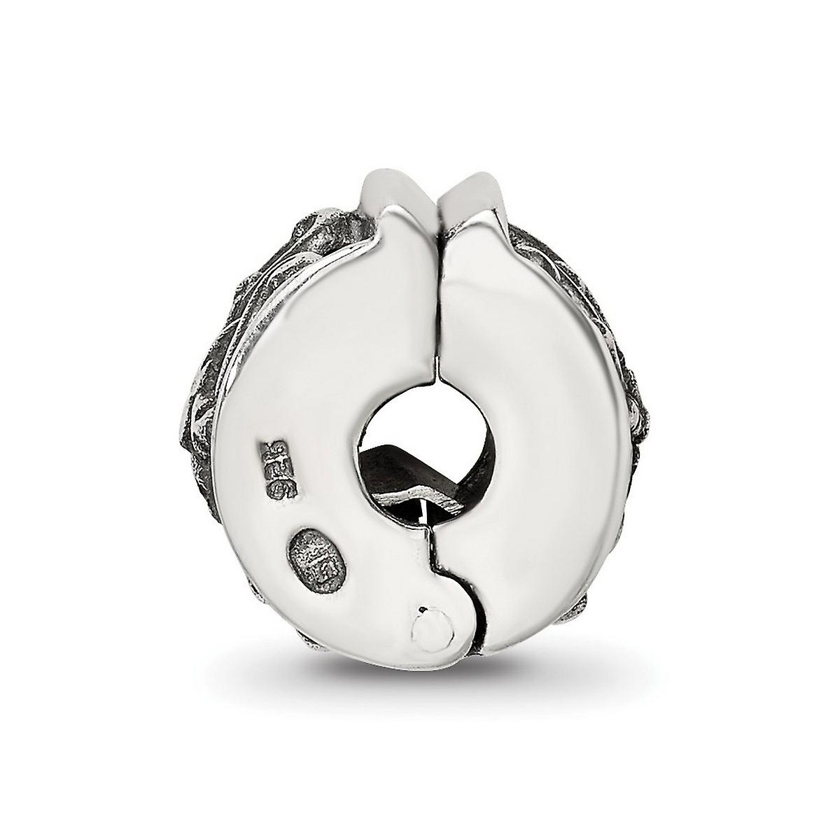 925 Sterling Silver Artisan Oxidized Reflections Hinged Floral Clip ...