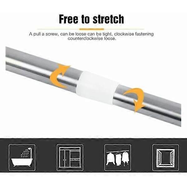 50-80CM No Drilling Stainless Steel Shower Curtain Tension Rod Rubber ...