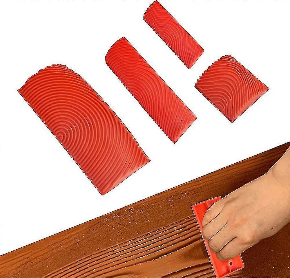 4 Pieces Rubber Wood Grain Tool Rubber Painting Tools Comb Faux Wood ...