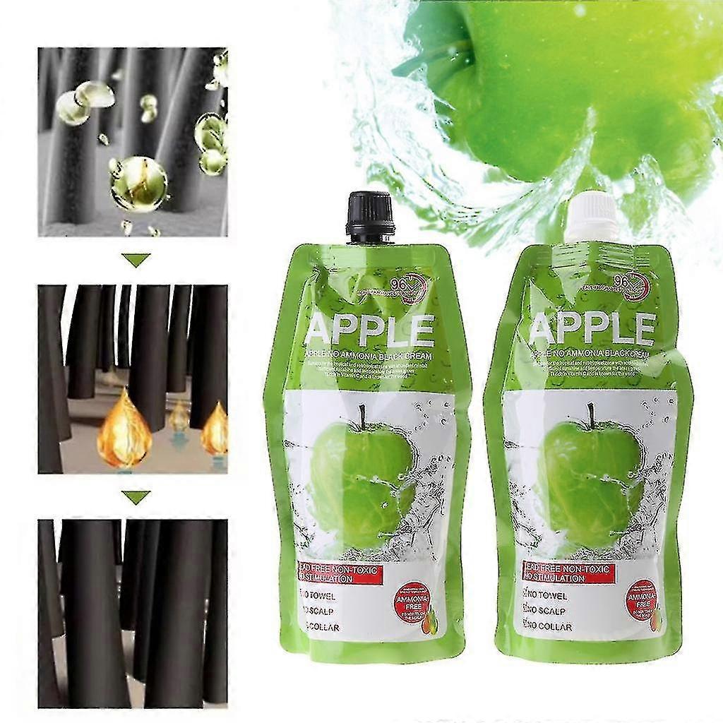 2Pcs Black Hair Color Cream Semi Permanent Hair Dye Apple Dye Hair ...