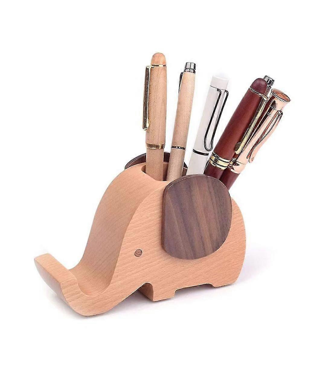 Wooden Pen Pencil Holder, Wooden Pen Phone Stand, Elephant Shape Phone ...