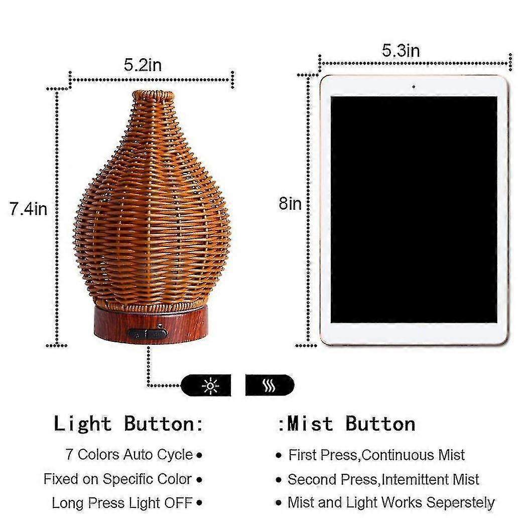 Essential Oil Diffuser, Rattan Ultrasonic Diffuser 100ml Cool Eu Plug ...