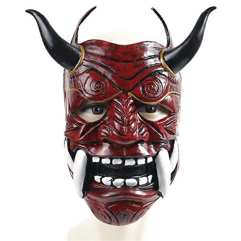 Halloween Japanese Samurai Hannya Oni Mask Latex Half Face Demon ...