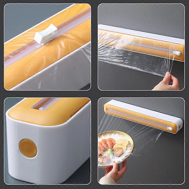 2in1 Plastic Wrap Dispenser Cling Film Dispenser Cutter Saran Wrap ...