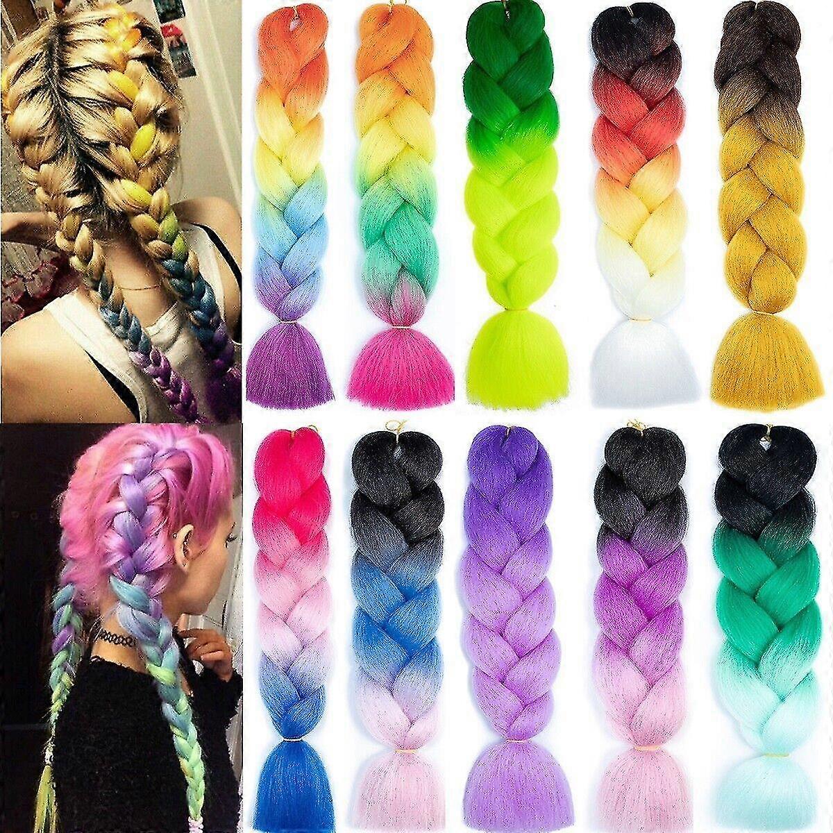 High Quality Jumbo Braiding Hair Extensions 24" Afro Box Braids Ombre ...