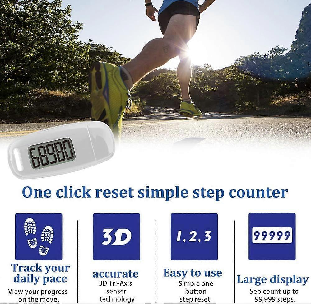 3D Pedometer for Walking, Simple Walking Step Counter with Clip and ...