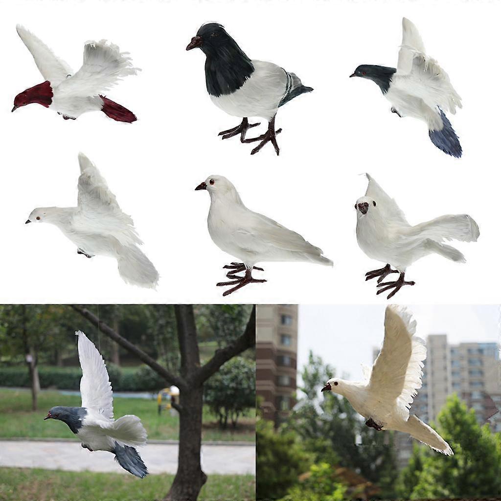 2X Fake Artificial Pigeon Feathered Bird Budgie Garden Home Decoration ...