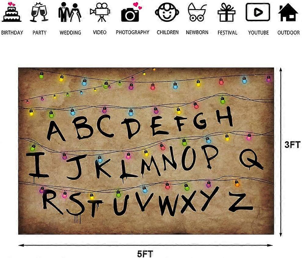 Stranger Photography Backdrop Rustic Alphabet Colorful Lights ...