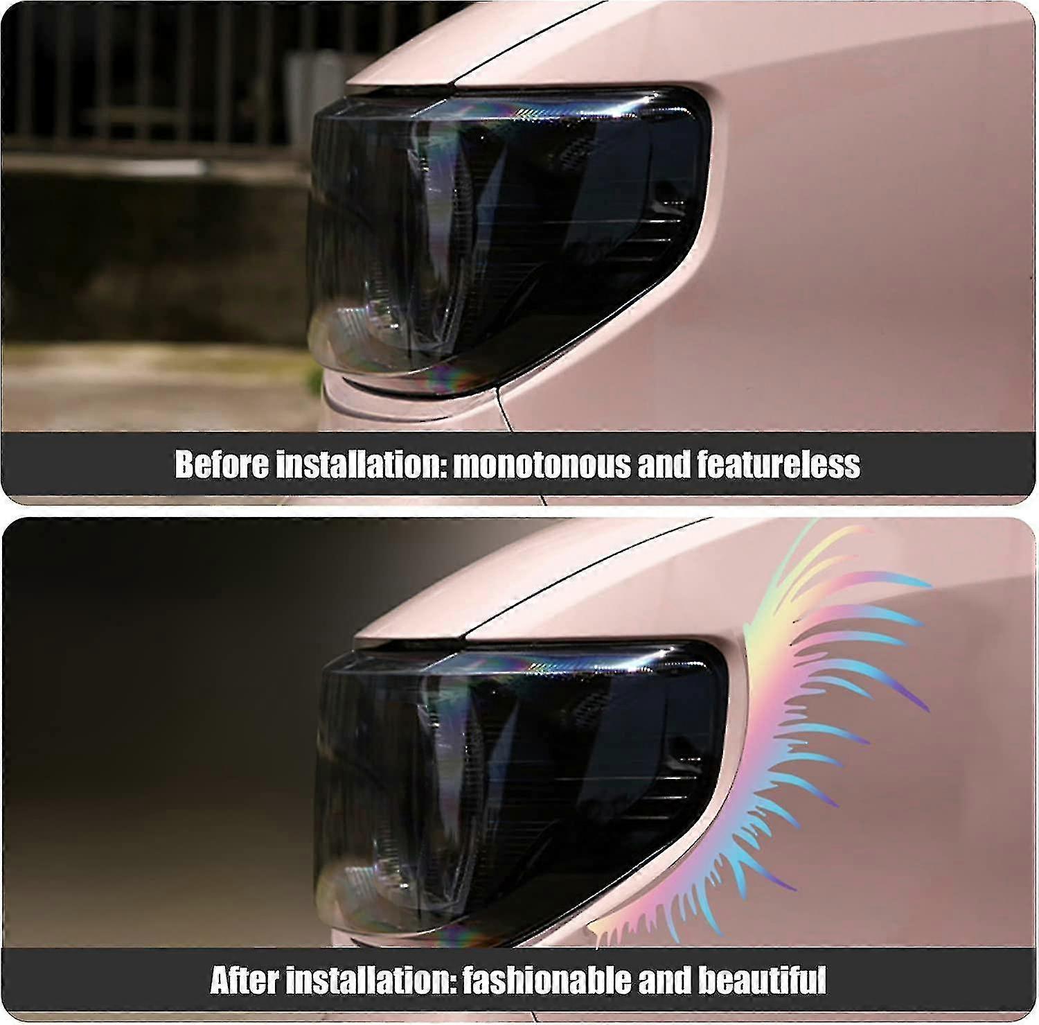 4 Pcs Car Headlight Eyebrow Stickers Sexy Eyelash Car Sticker 98 X 43 ...