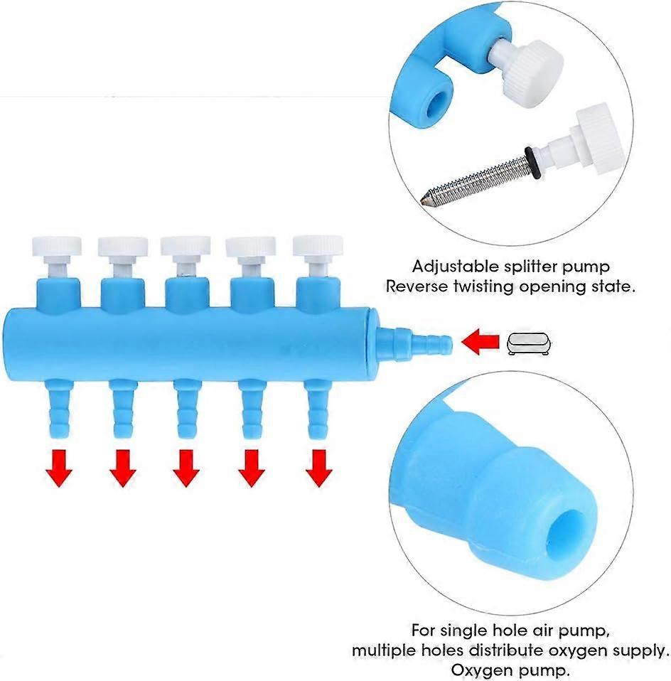 Aquarium Splitter Pump Accessories 5 Way Water Tube Volume Control ...