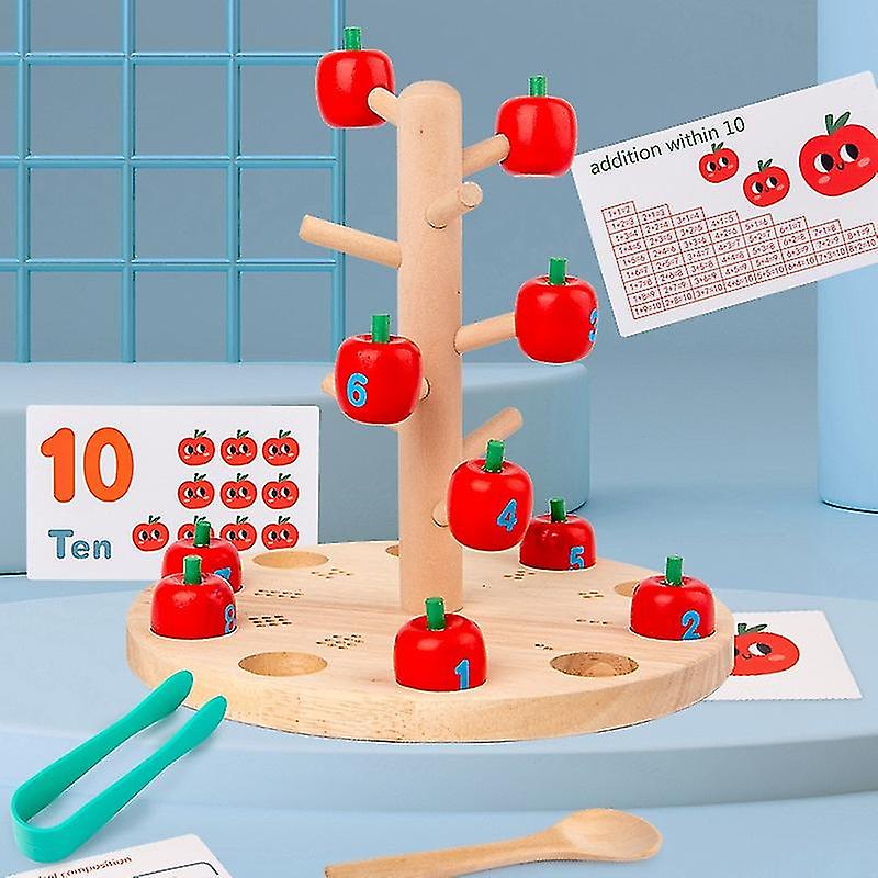 Children's Wooden Apple Picking Game, Baby Educational Toys, Digital ...