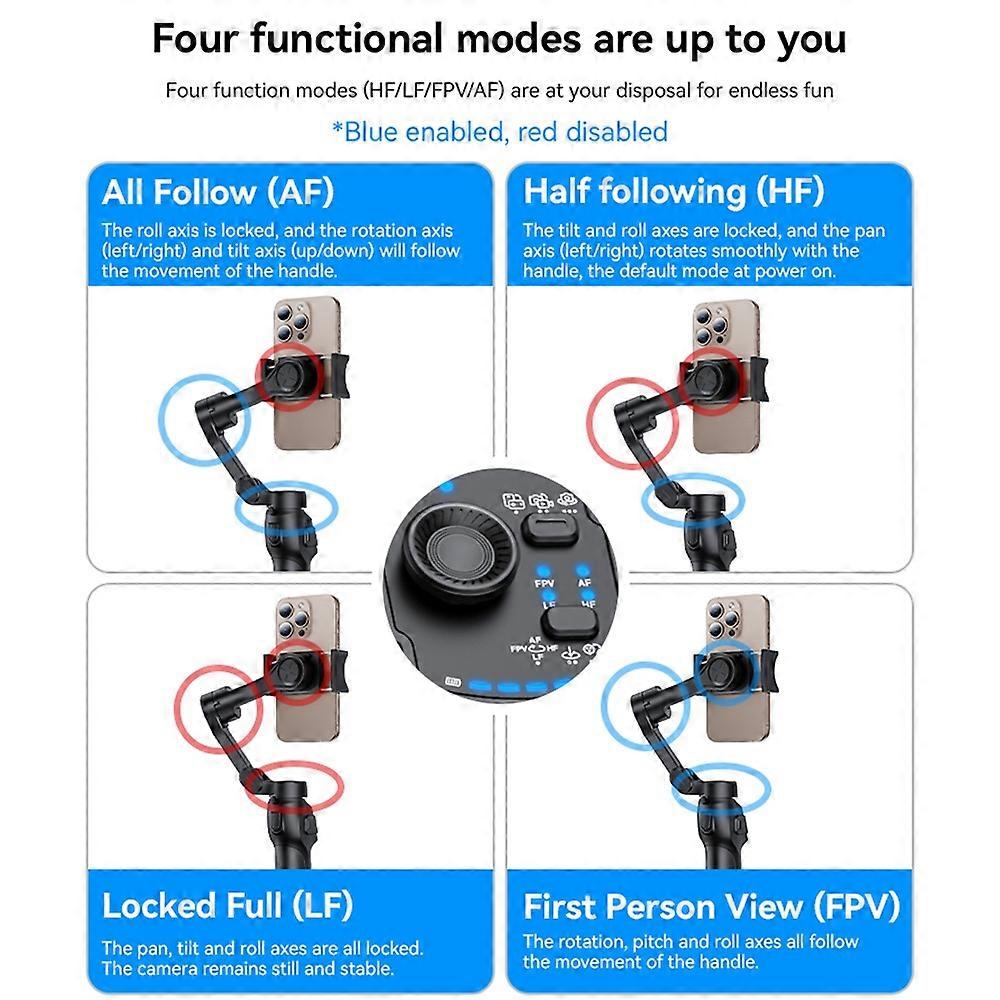 YESIDO SF27 Outdoor Video Shooting 4 Modes Foldable 3 Axis Handheld ...