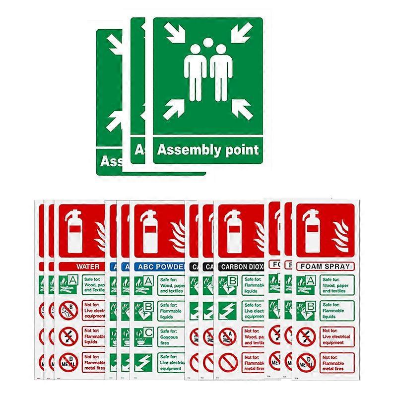 Fire safety signs, fire safety stickers, safety signs, 15-piece set ...
