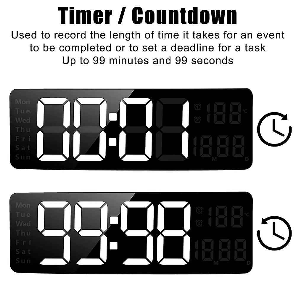 Electronic Temperature Date Week Display Memory Alarms Clocks Remote ...