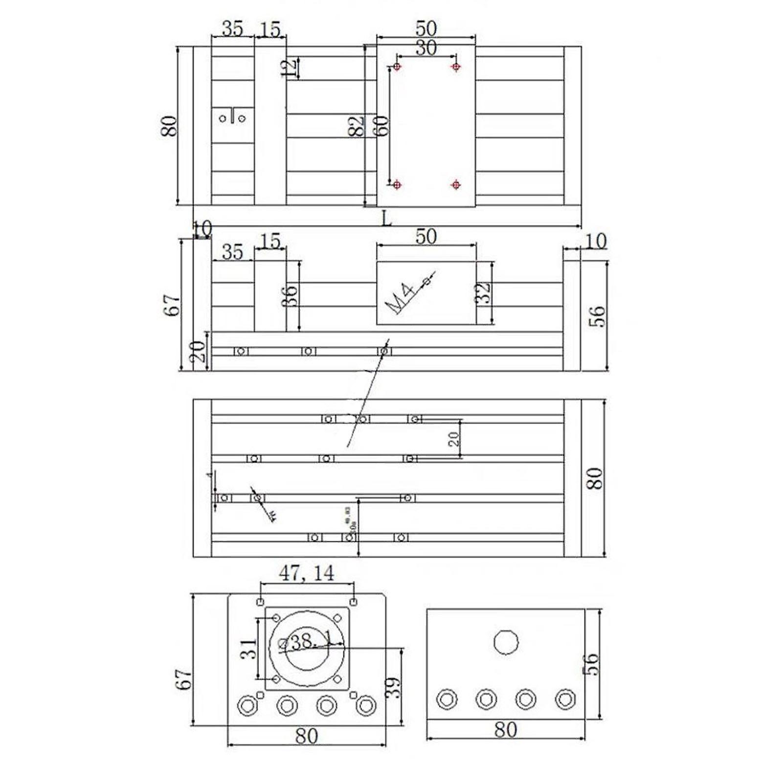 Linear Stage Actuator 200mm Stroke Manual Ballscrew Linear Rail Guide ...