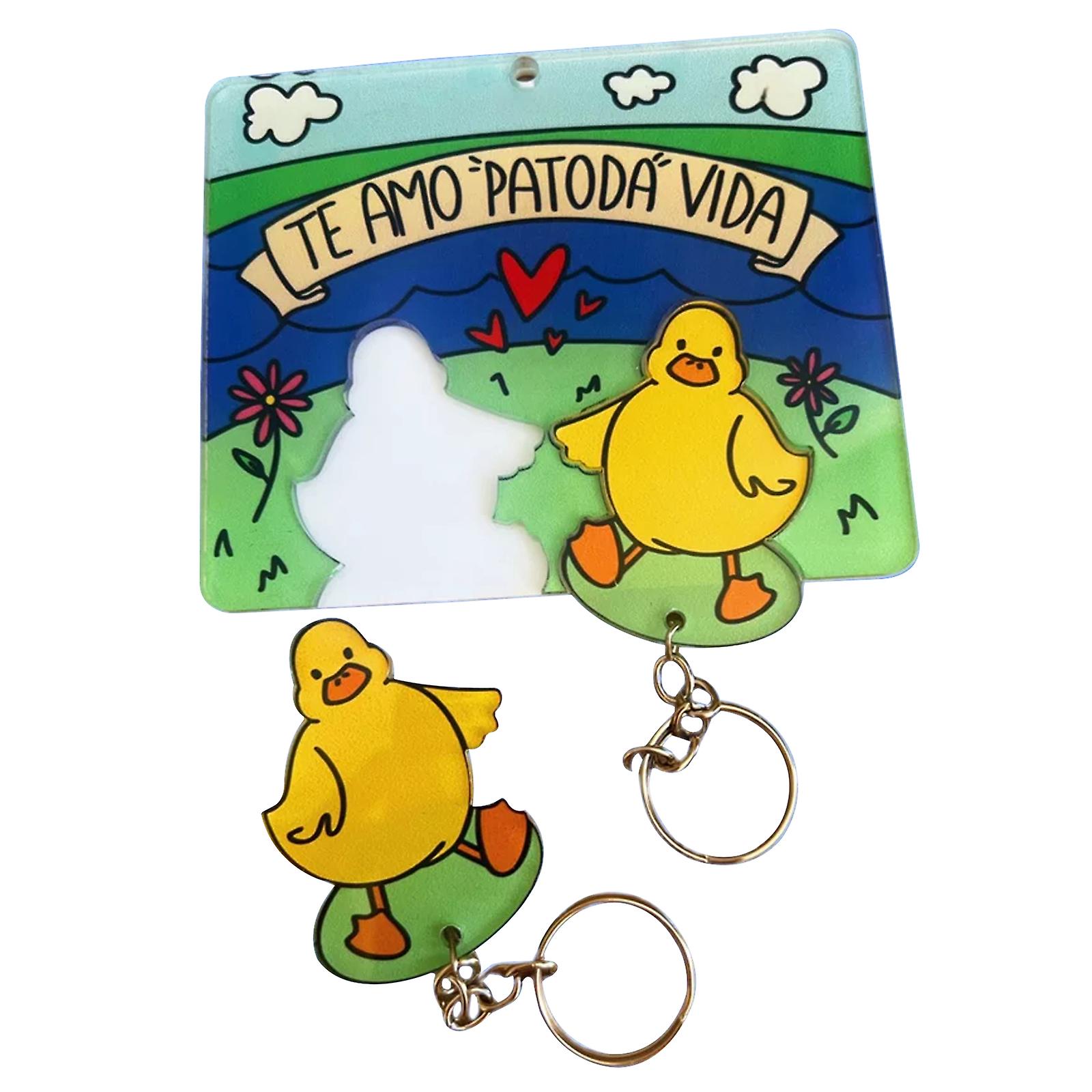 Cute Duck Acrylic Keychain Couple Keyring For Lover Xmas Birthday Gifts ...