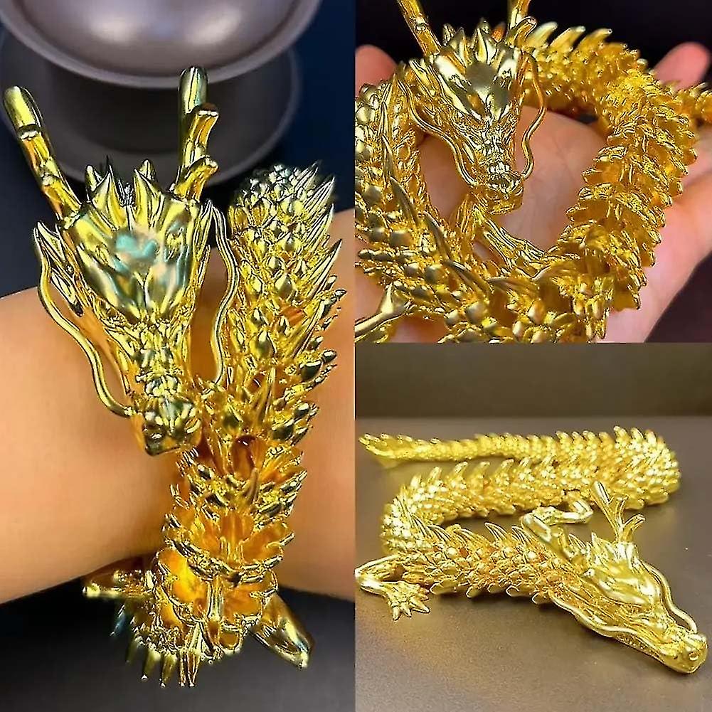 Gold Dragon With Movable Joints, 3d Printed Articulated Dragon ...