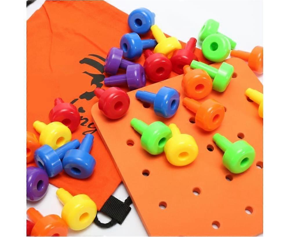 Creative Kids Early Learning Nail Building Block Stacking Peg Board Set ...
