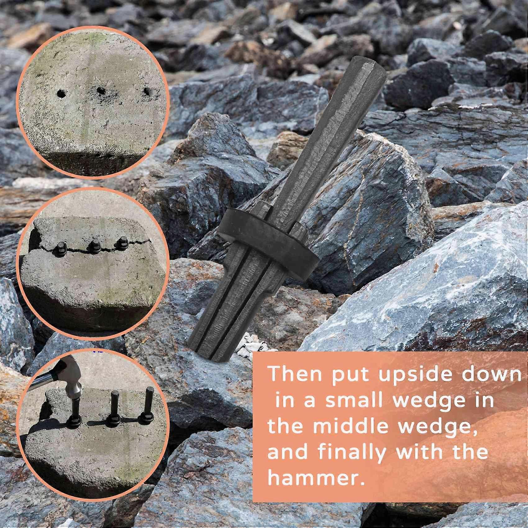 3 Set Stone Splitter 9/16in Metal Plug Wedges and Feathers Shims ...