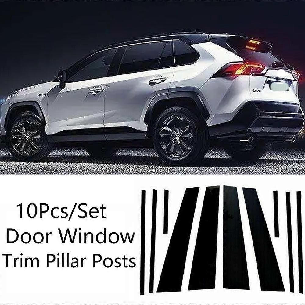 10Pcs/Set Door Window Trim Pillar Posts Glossy Black Molding Cover For ...