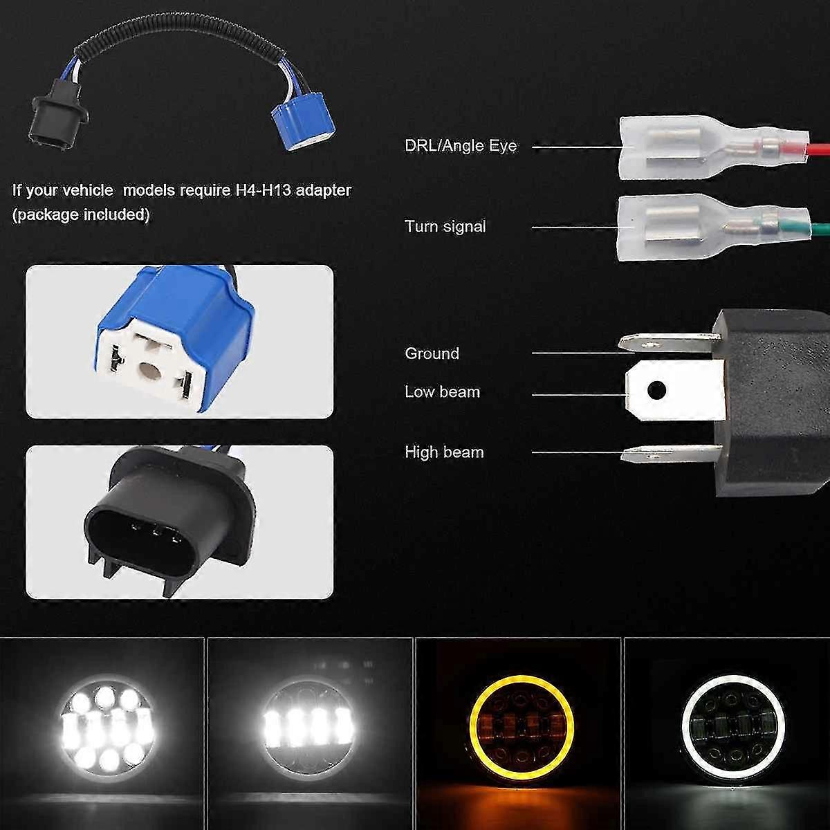 5.75" Led Headlight 5 3/4" Led Drl 50w Motorbike Headlights Headlamp ...