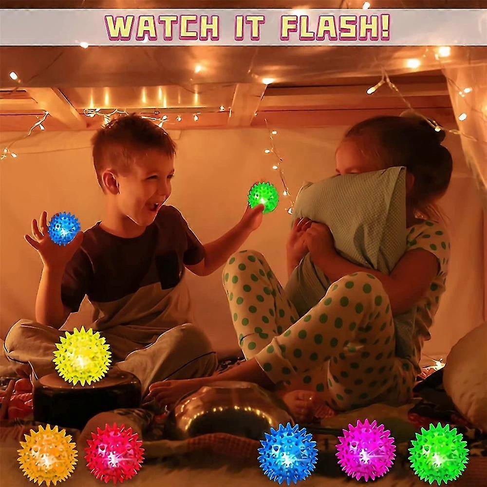 24pcs Bouncy Light Up Ball For Kids Led Flashing Spiky Sensory Stress ...
