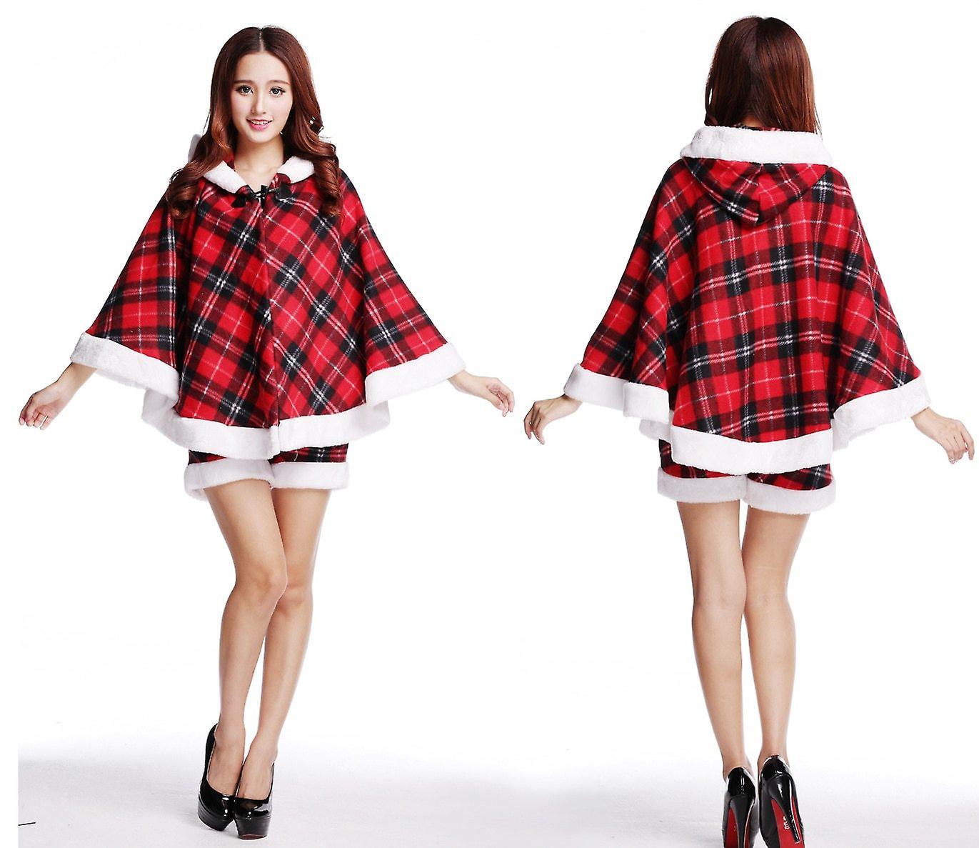 Christmas Costume Sexy Women Split Cosplay White Velvet Fleece Shawls ...