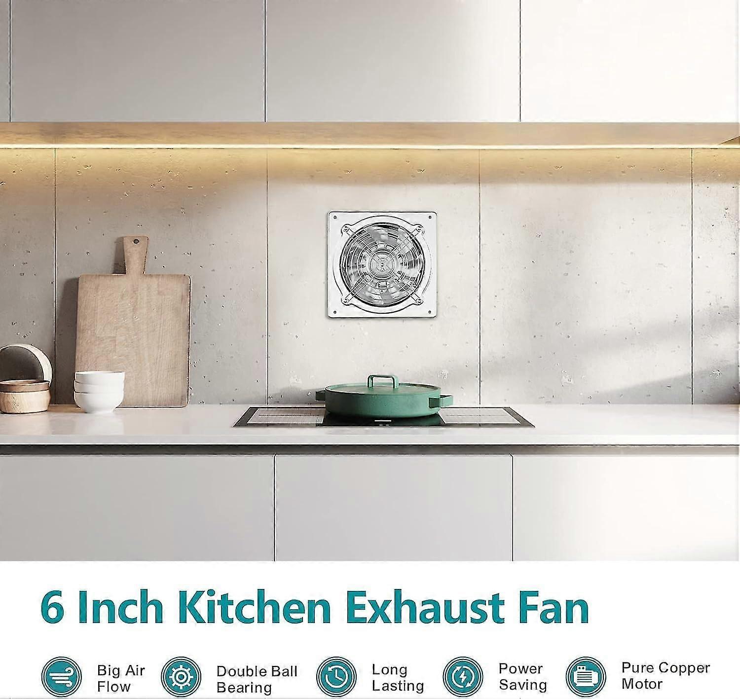 Hg Power 6 Inch Kitchen Exhaust Fan, Powerful Bathroom Fan With Damper ...