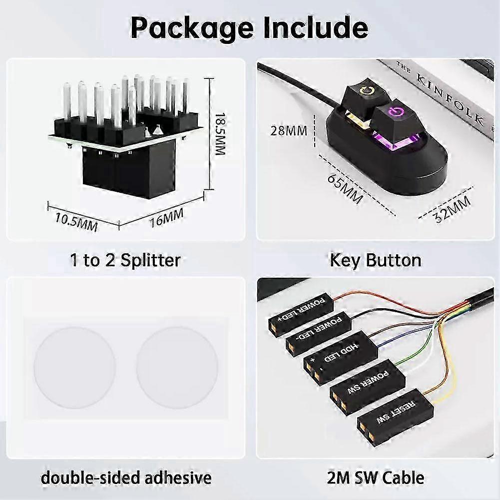 Desktop Computer External Switch& Restart Button -Power Extension Cable ...