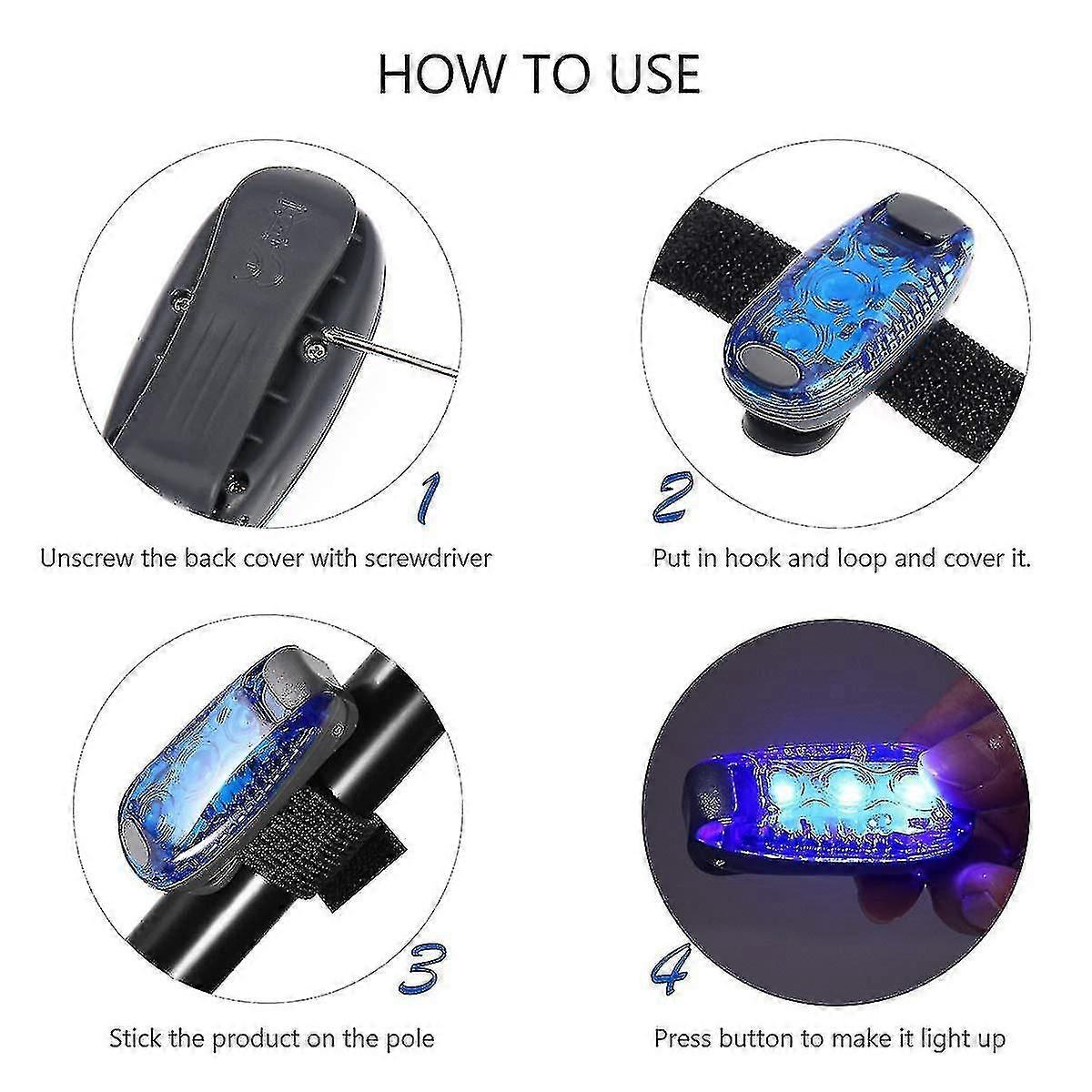 2 Pair Safety Led Light For Runners Bikes Boats High Visibility Clip ...