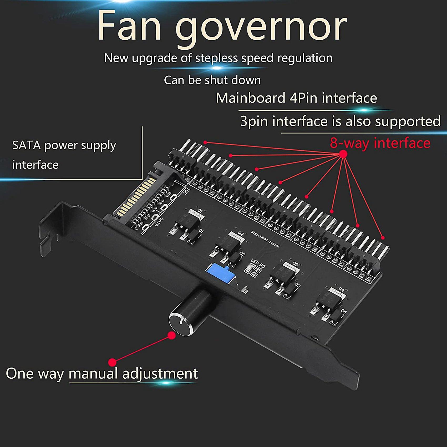 Pc 8 Channels Fan Hub Cooling Fan Speed Controller For Cpu Case Hdd Vga ...