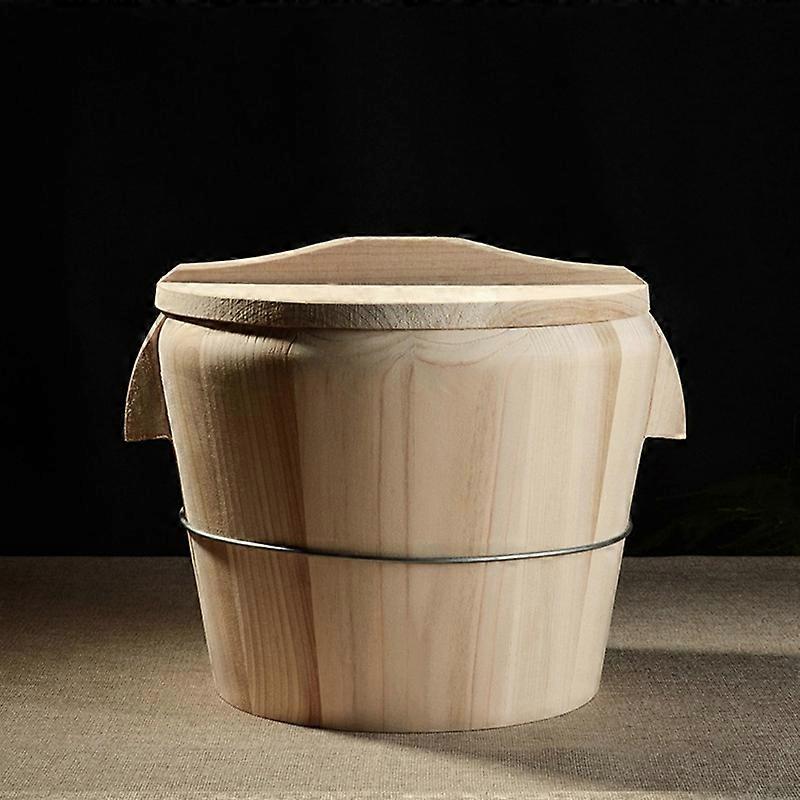 Kitchen Tool Portable Natural Wooden Steaming Rice Bucket with Lid ...