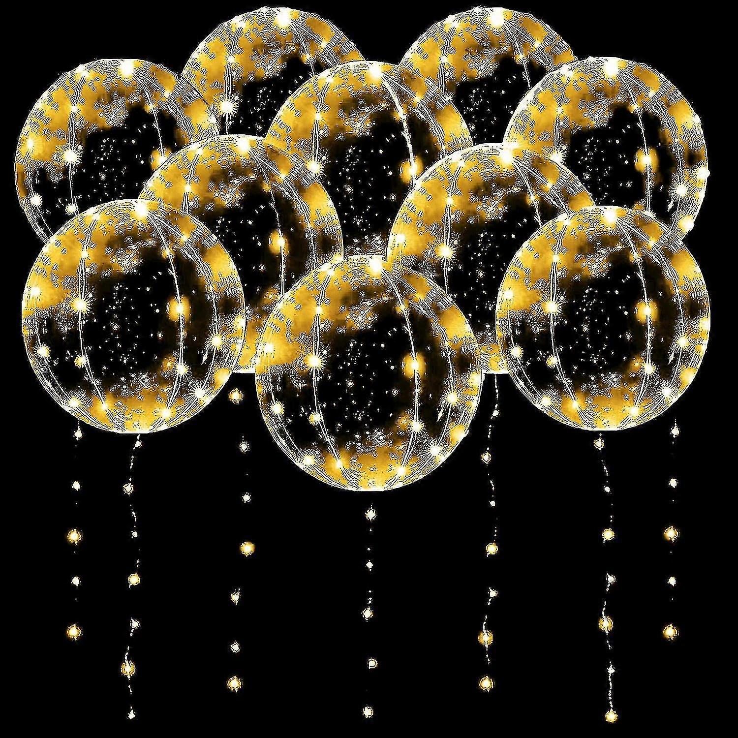 10 Pack Led Balloons Light Up Balloons, 20 Inches Clear Bobo Balloons ...