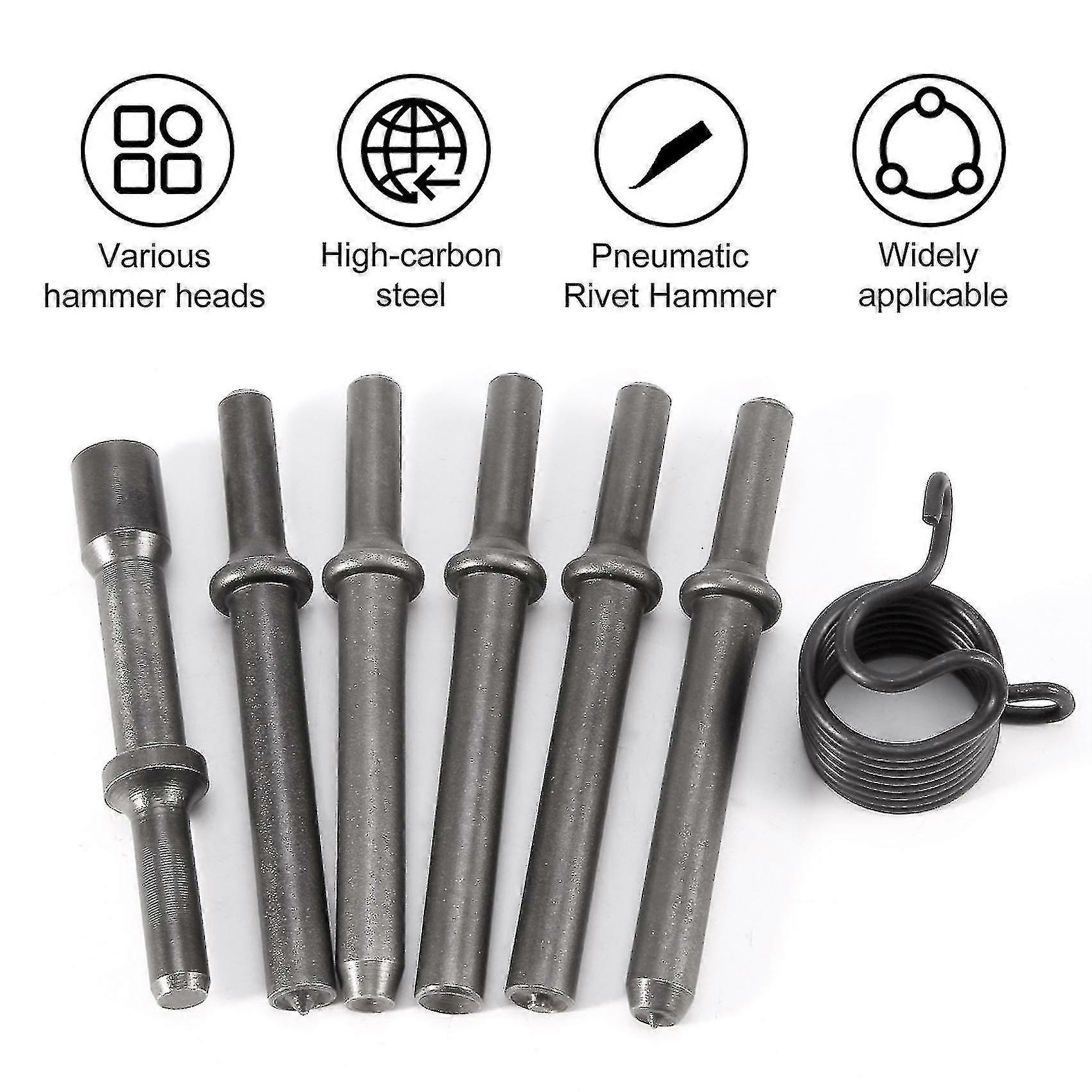 7 Pcs Great Heavy Duty Smoothing Pneumatic Air Rivet Hammer Tools Kit ...