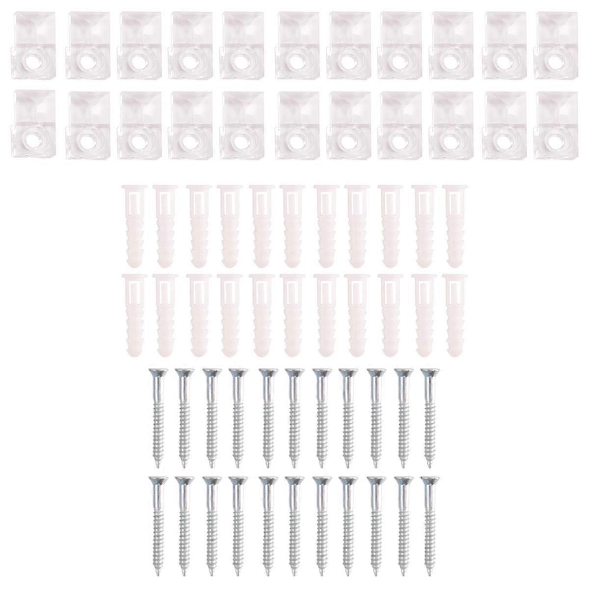 22 Sets of Mirror Holder Clips Kit Crystal Clear Plastic Mirror Clip ...