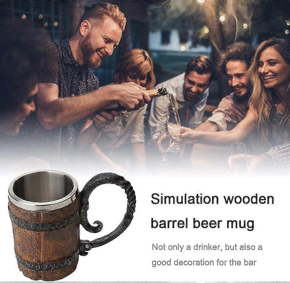 Beer Mug, Wooden Gifts Rustic Wooden Barrel Mug,18.60 Ounces (550 Ml ...
