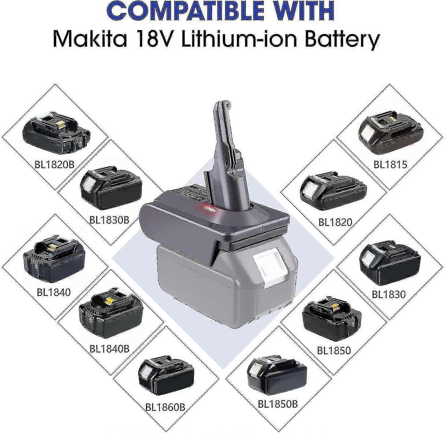Makita Bl18 Series 18v Lithium Battery Converter Adapter To Dyson V8 ...