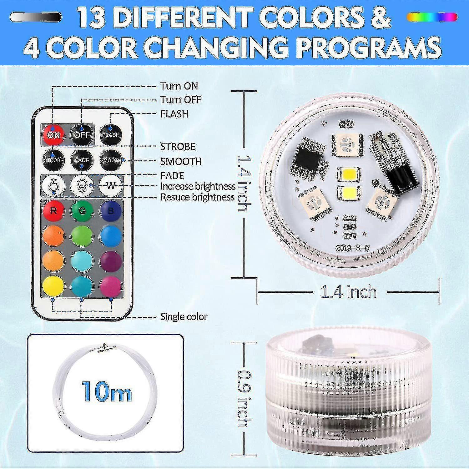 10 Pcs Mini Submersible Led Lights, Aled Light Underwater Lights ...