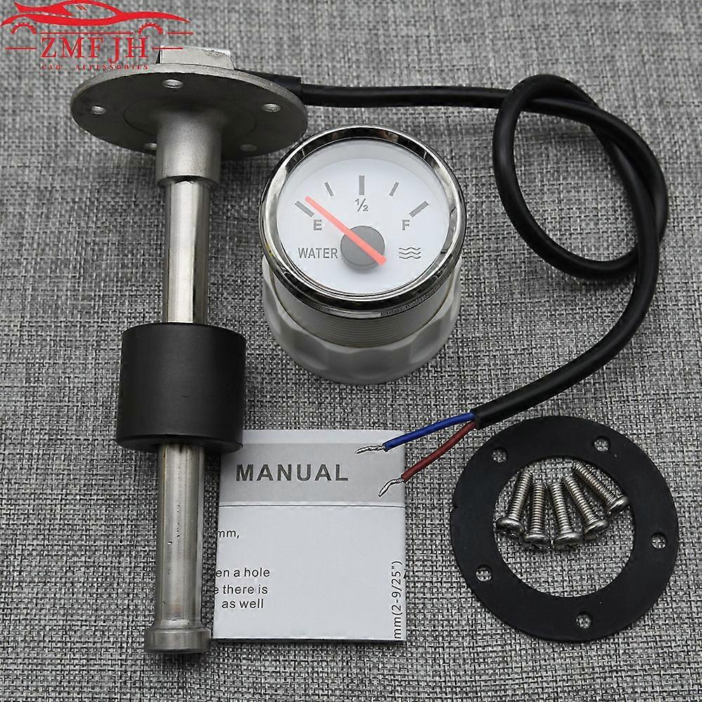Boat Car 52MM Water Level Gauges 0-190ohm Red Backlight Marine Water Tank Level Indicator Meter ...