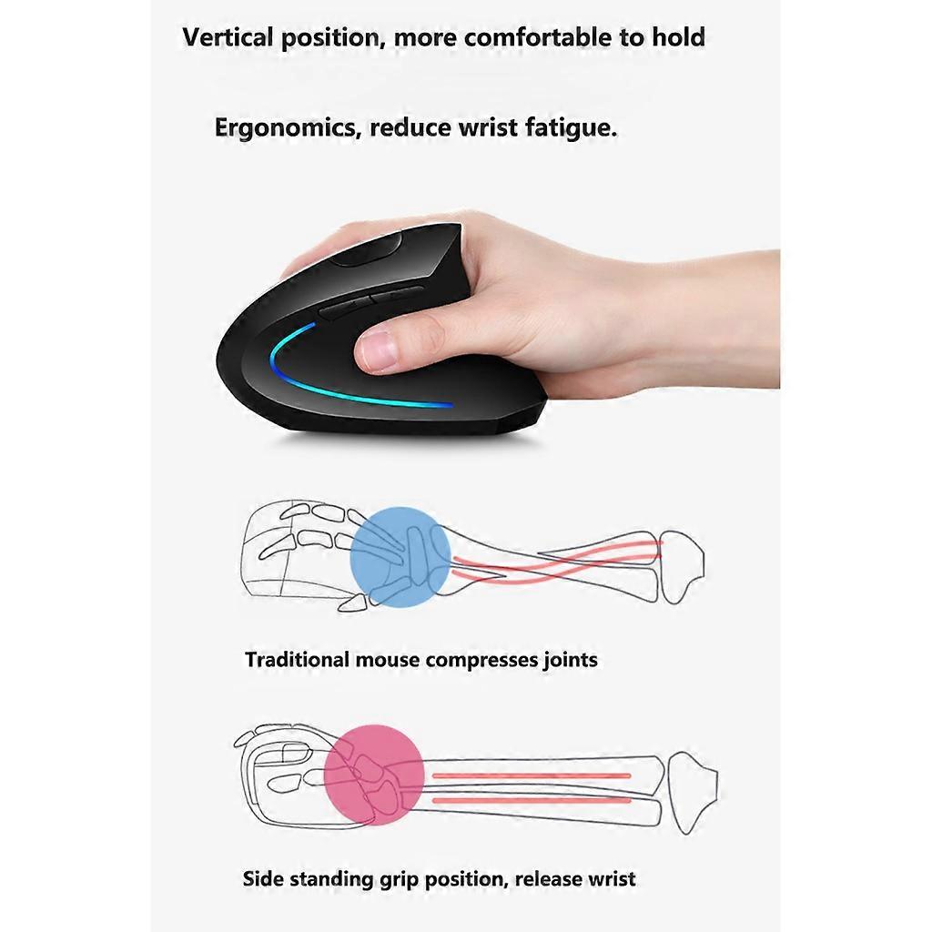 Vertical Mouse 2.4G RGB Wireless Ergonomic Gaming Mice 800 1200 1600 ...