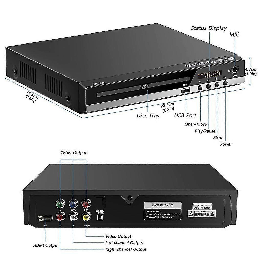 High-defination 1080p Home Dvd Player Box All Region Free Built-in Mic ...