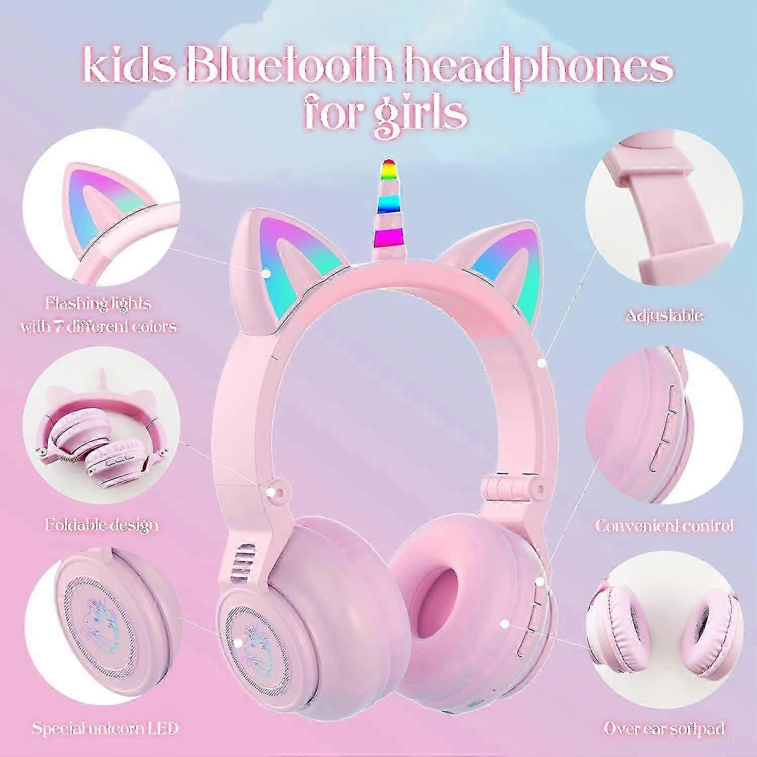 Unicorn Headphones Wireless, Toddler Bluetooth Headphones For Girls ...
