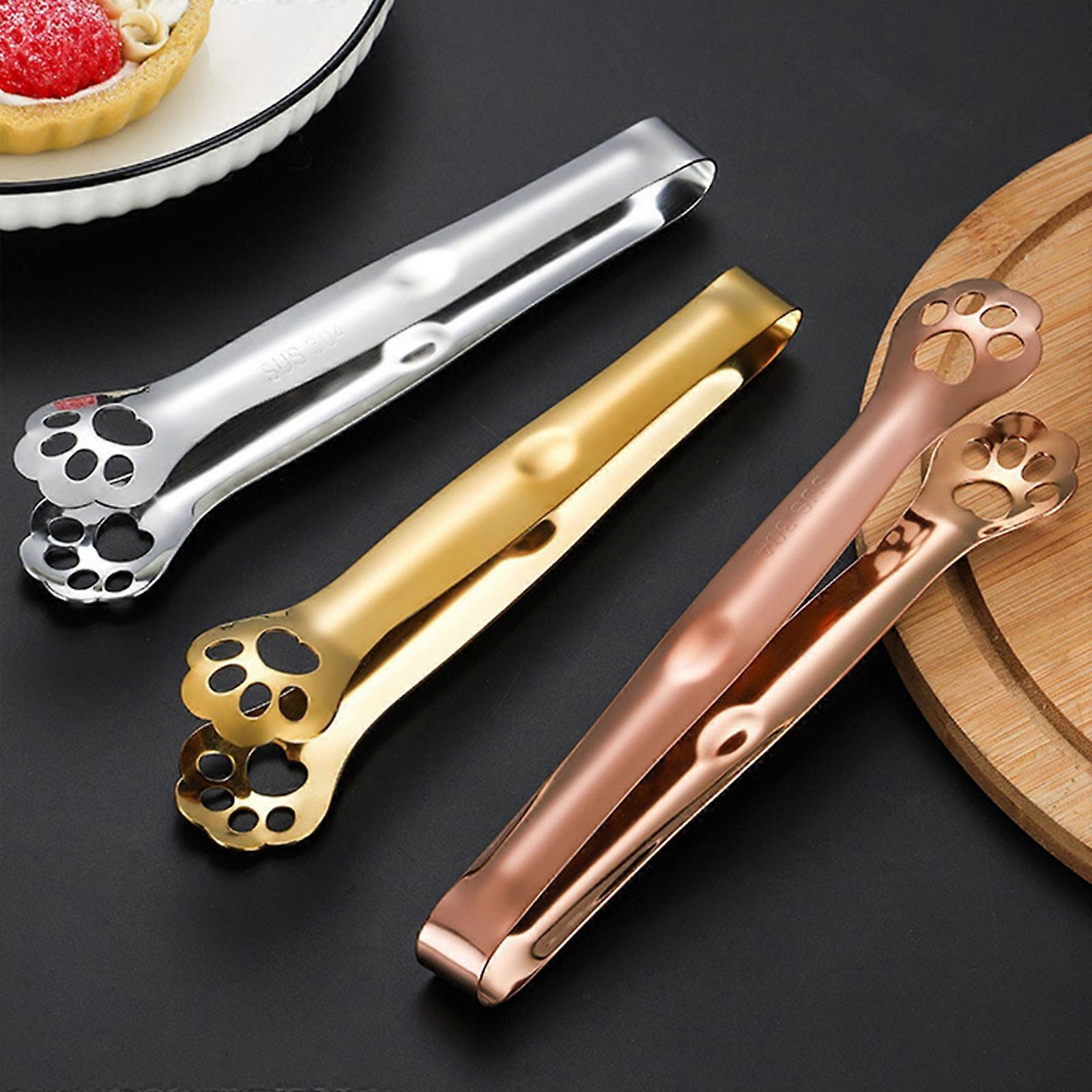 Stainless Steel Ice Tongs Kitchen Bar Small Serving Tongs Cute Cat Claw ...