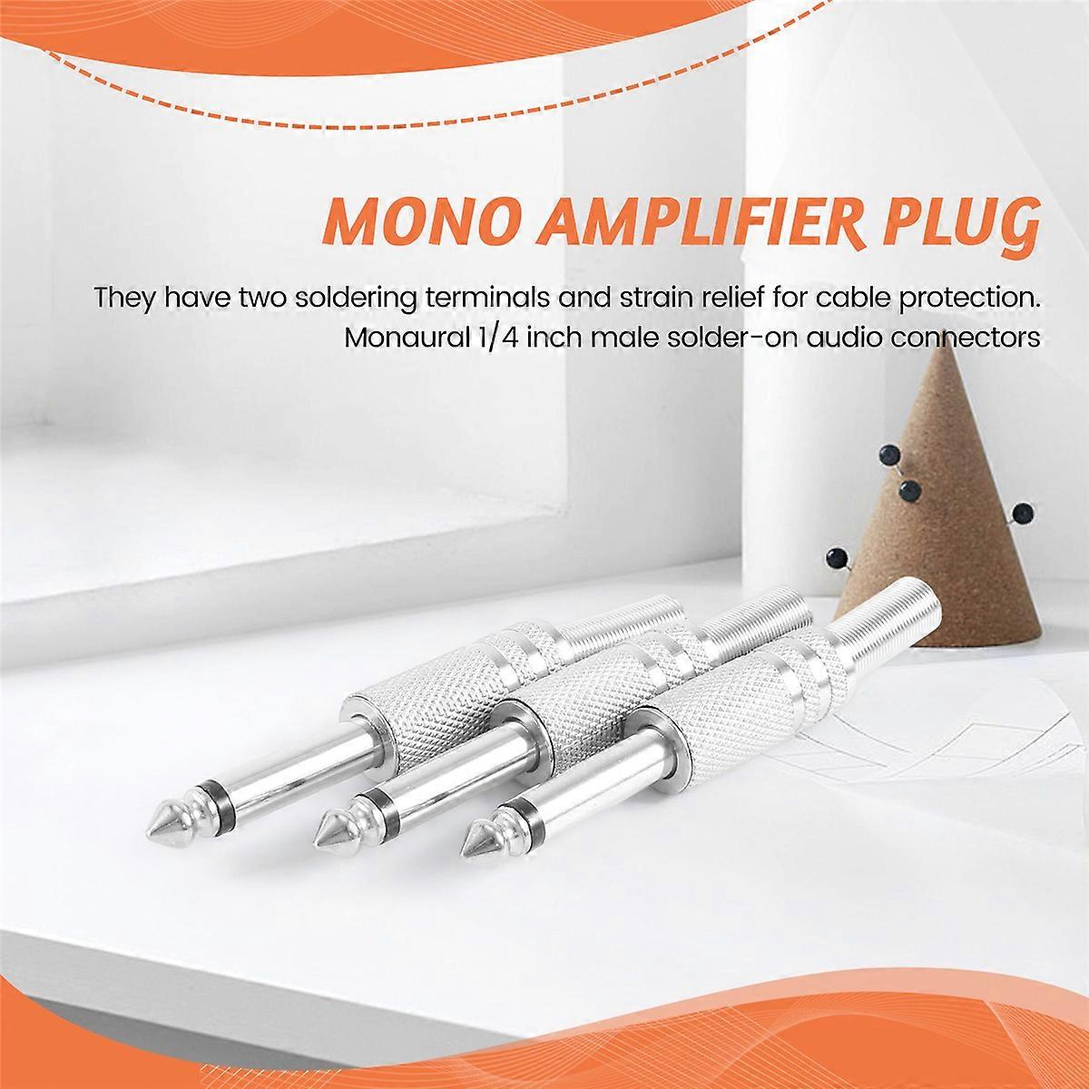 6.35mm Mono Amplifier Plug 1/4Inch Male Mono Monaural Jack Audio Cable ...
