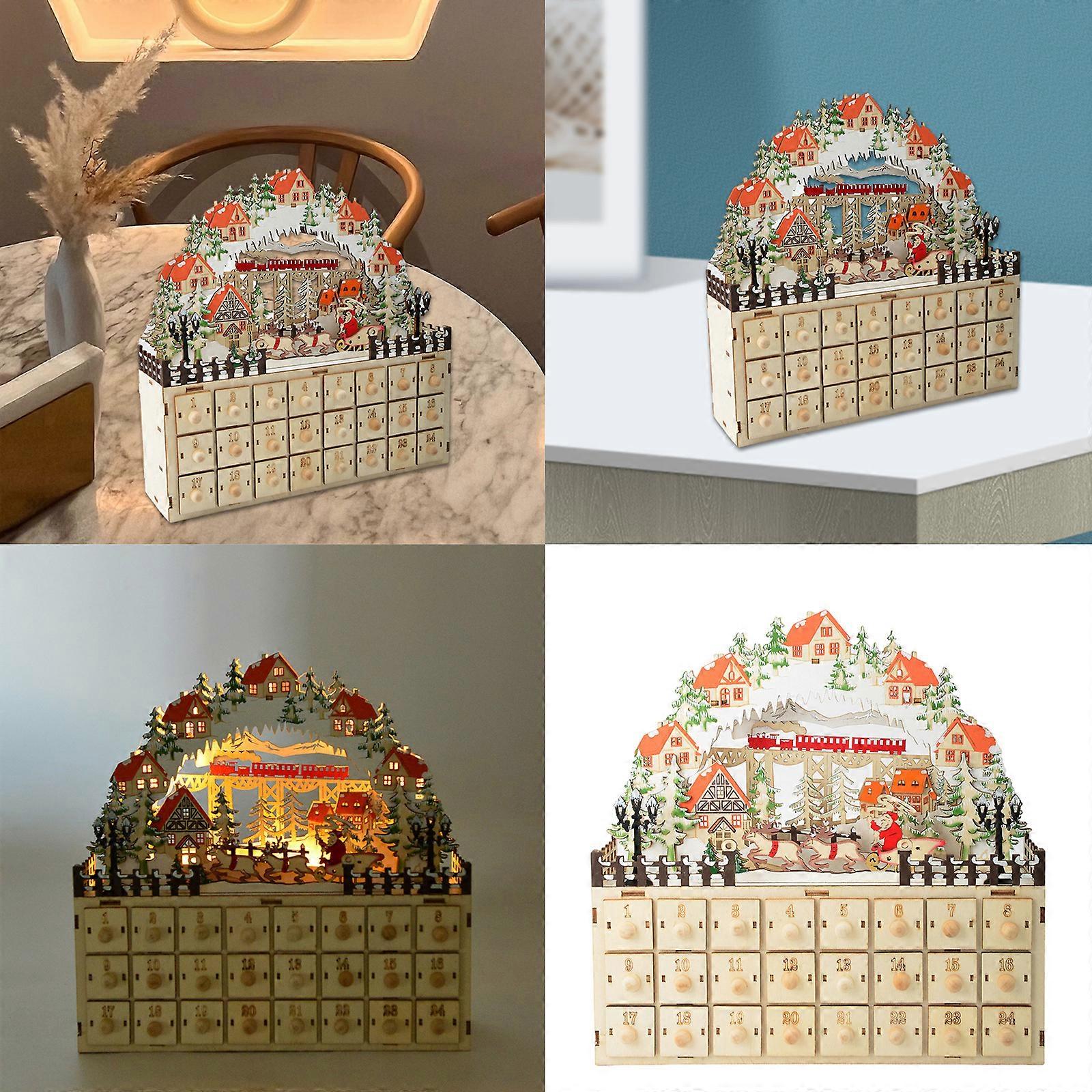 Yuletide Celebration Wood Advents Calendar Convenient Christmas ...