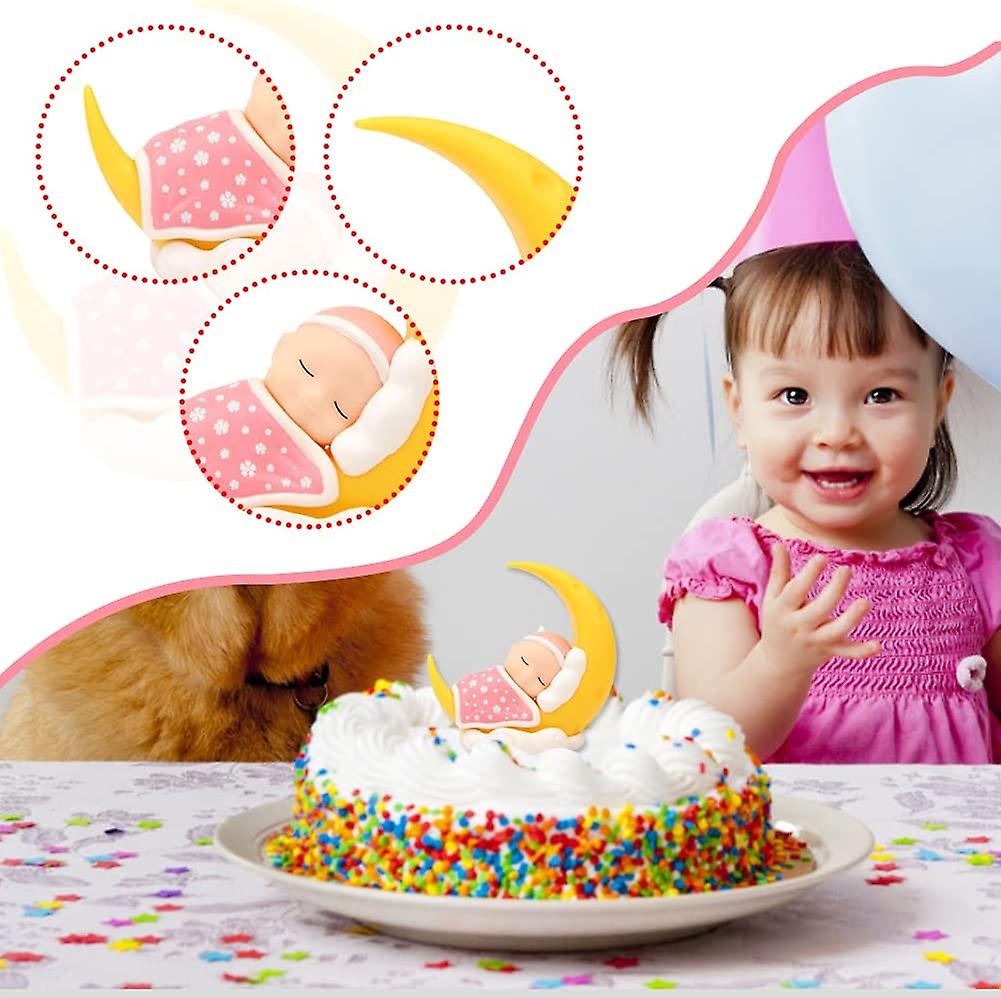 Mini Baby Moon Cake Topper Toys Decoration Diy Sleeping Baby Moon Doll ...