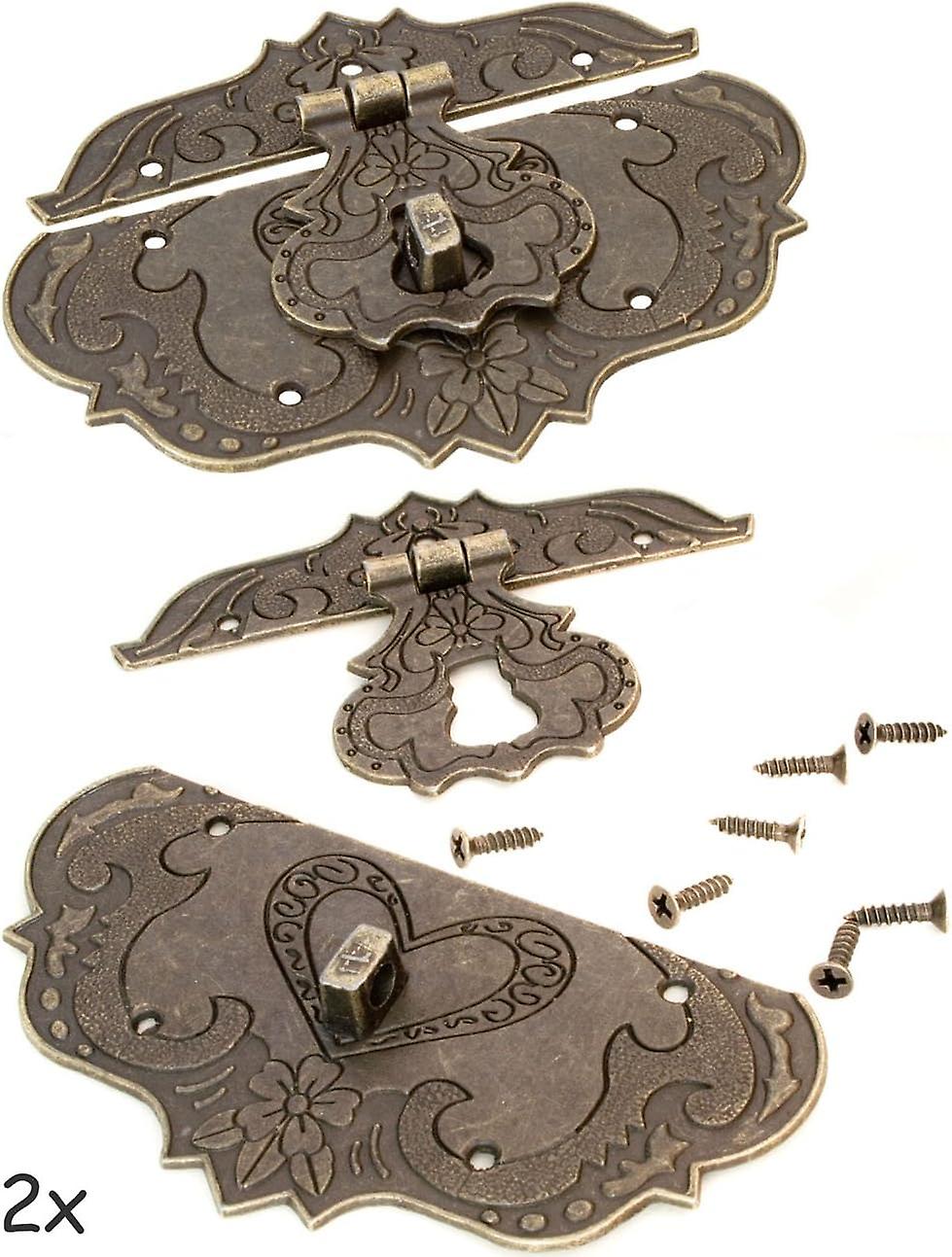 2x Antique Locks, Furniture Locks, Padlock Fittings On Boxes 75 X 58 Mm ...