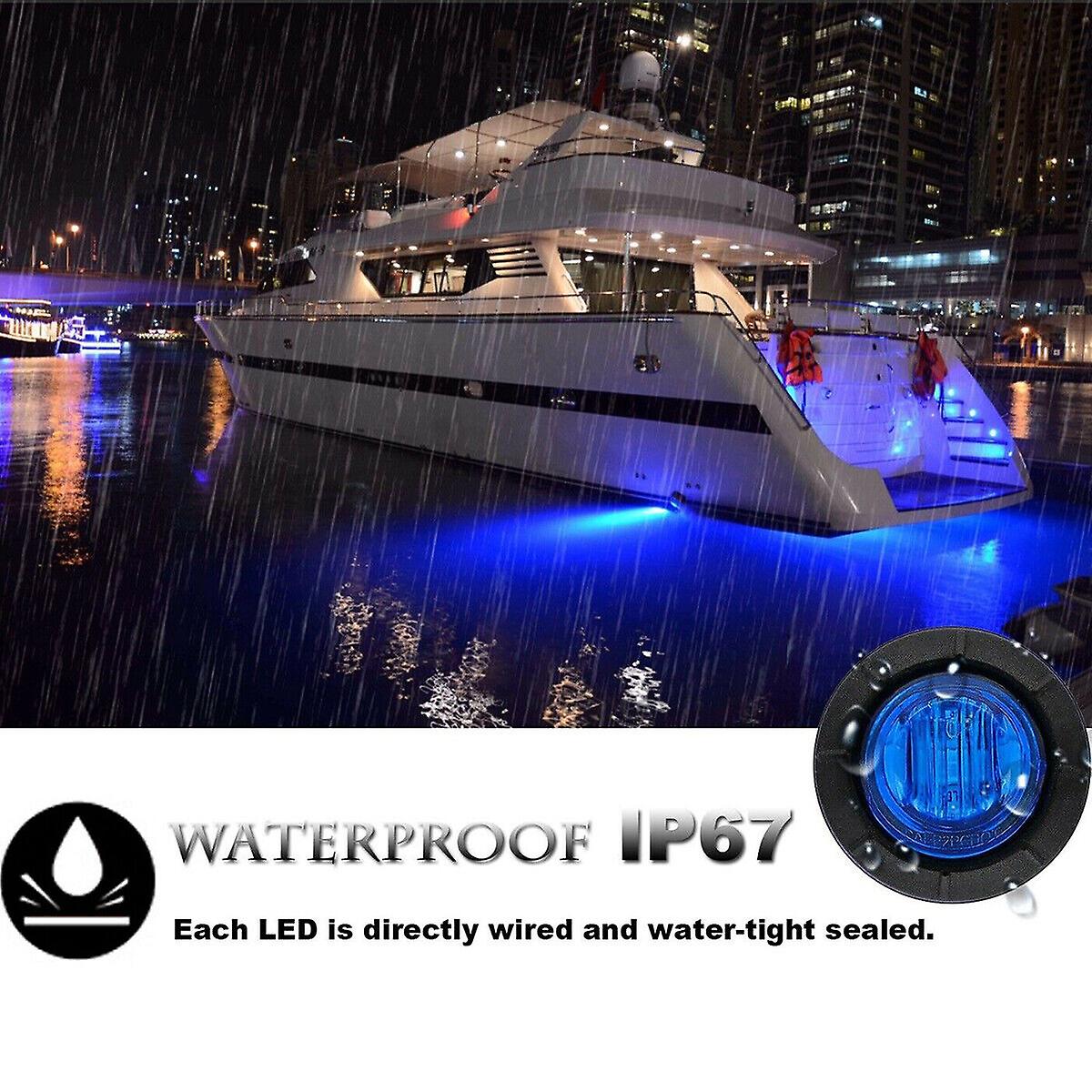 10 Pcs Blue Round Marine Boat Cabin Courtesy Lights Deck LED Walkway ...